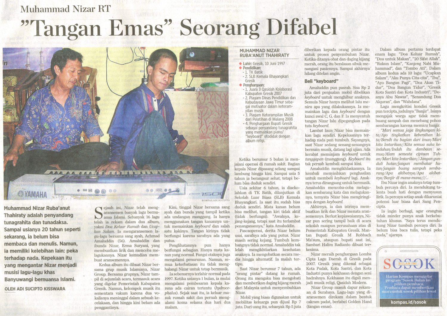 Muhammad Nizar RT_”Tangan Emas Seorang Difabel”. Kompas. 21 November ...