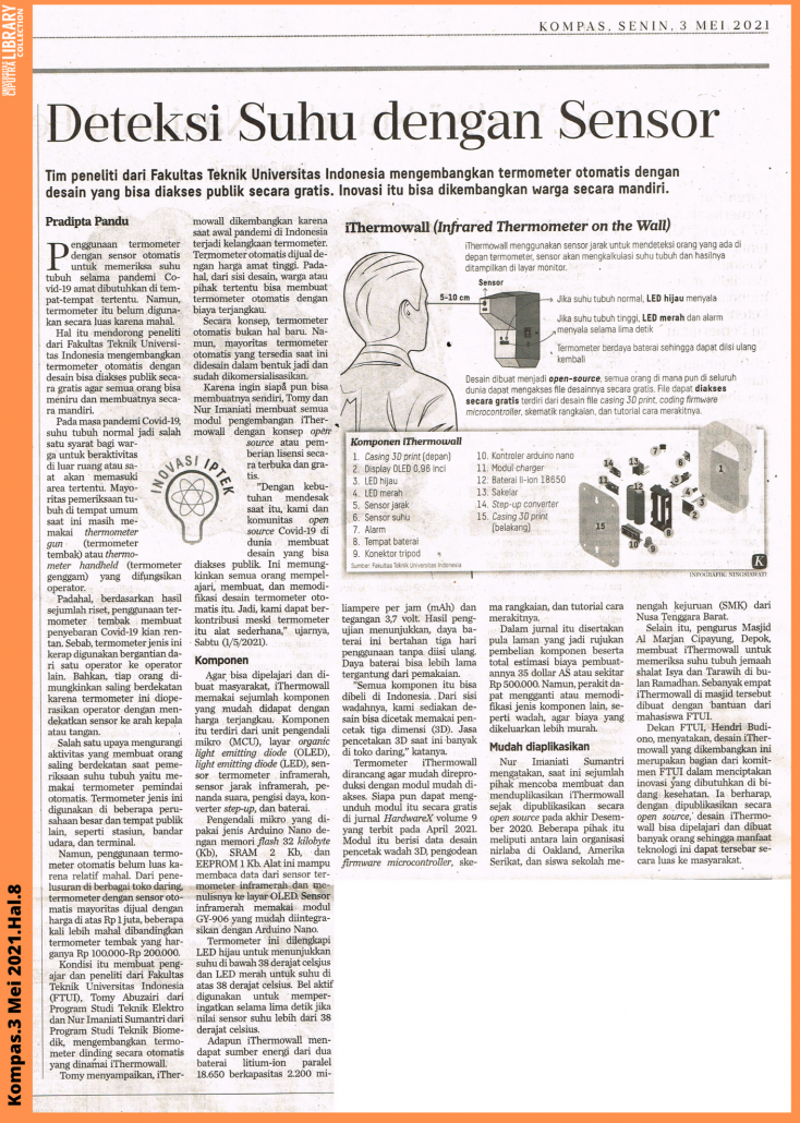 Deteksi Suhu dengan Sensor. Kompas. 3 Mei 2021. Hal.8 - Library
