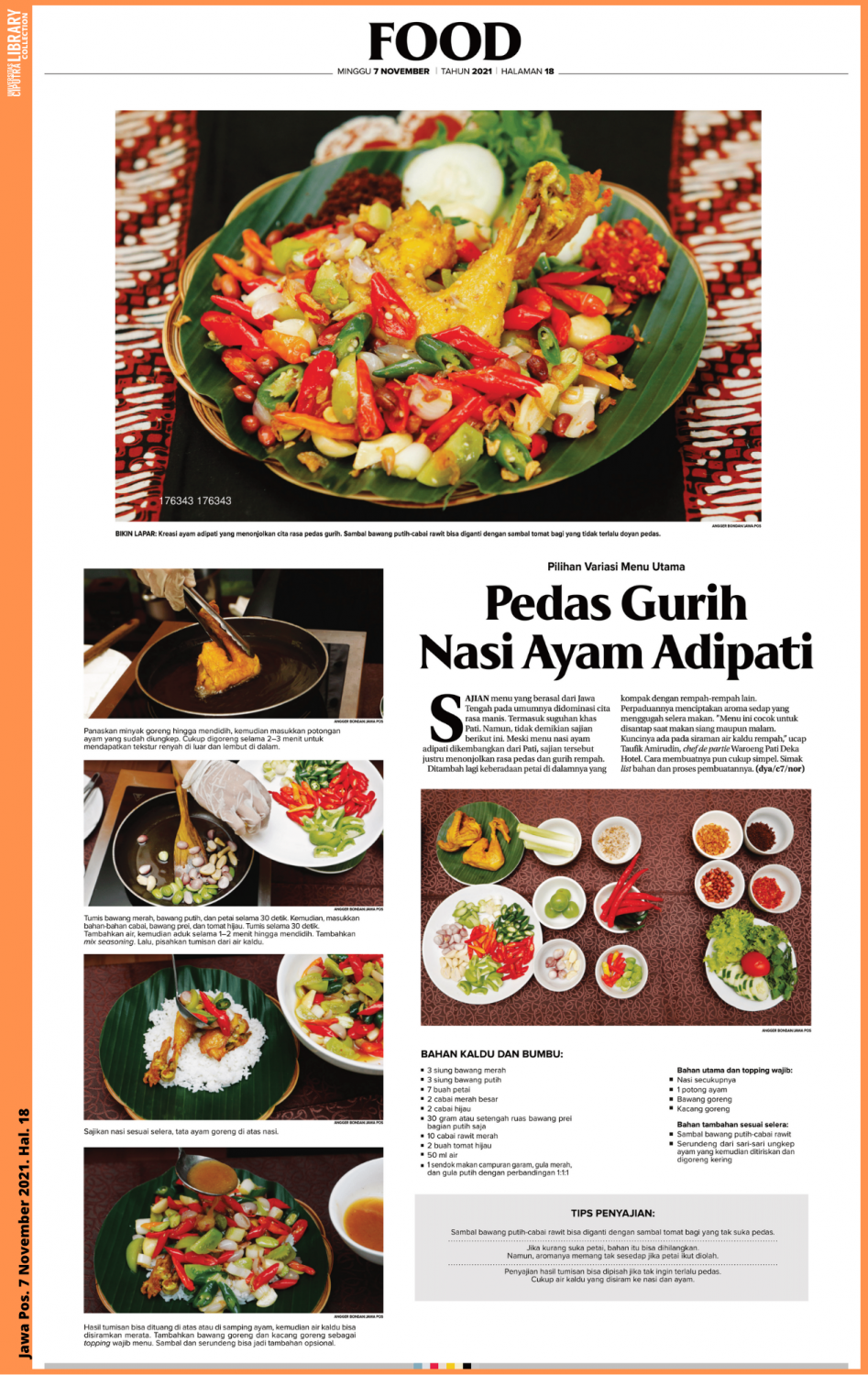 Pilihan Variasi Menu Utama. Pedas Gurih Nasi Ayam Adipati. Jawa Pos. 7 ...