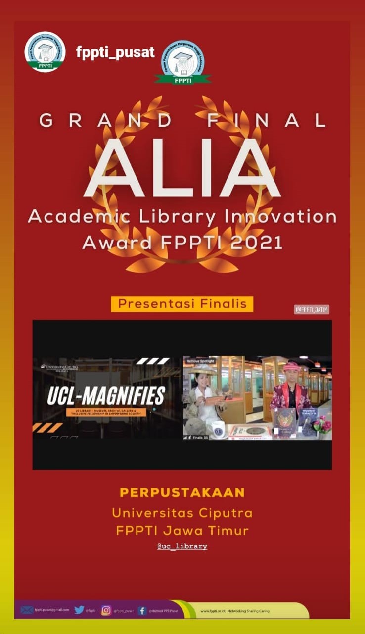 UC Library mendapat Juara Harapan 1 ALIA 2021 - Library