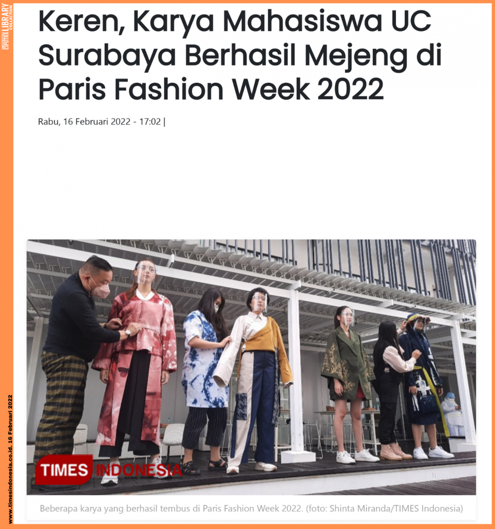 Keren, Karya Mahasiswa UC Surabaya Berhasil Mejeng di Paris Fashion ...