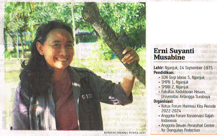 Erni Suyanti Musabine. Penyelamat Satwa Dilindungi. Kompas. 25 Mei 2022. Hal.16 - Library