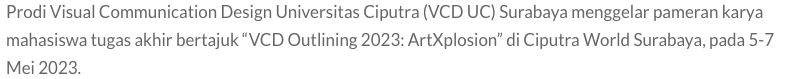 Universitas Ciputra Pamerkan Tugas Akhir Prodi VCD. Suara Surabaya. 07 ... Universitas Ciputra Pamerkan Tugas Akhir Prodi VCD. Suara Surabaya. 07 ...