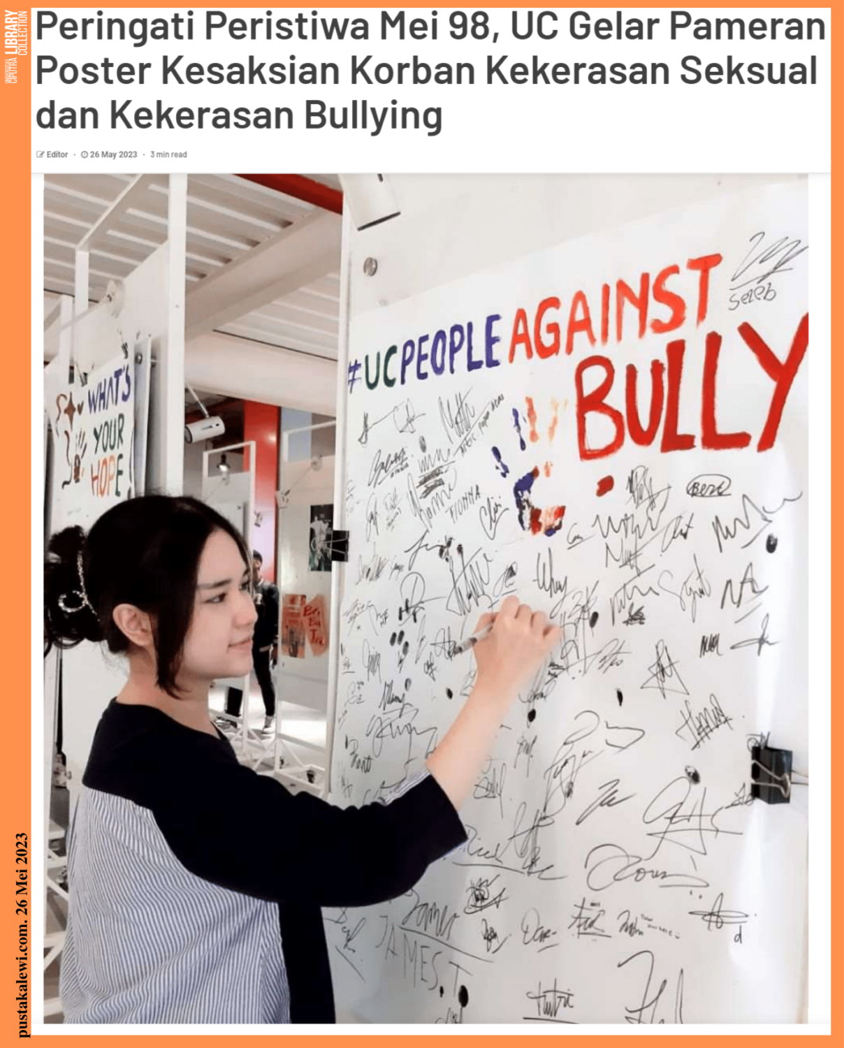Peringati Peristiwa Mei 98, UC Gelar Pameran Poster Kesaksian Korban ...