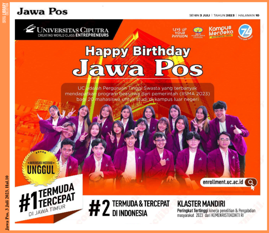 Akreditasi Institusi Unggul. Jawa Pos. 3 Juli 2023. Hal.10 - Library