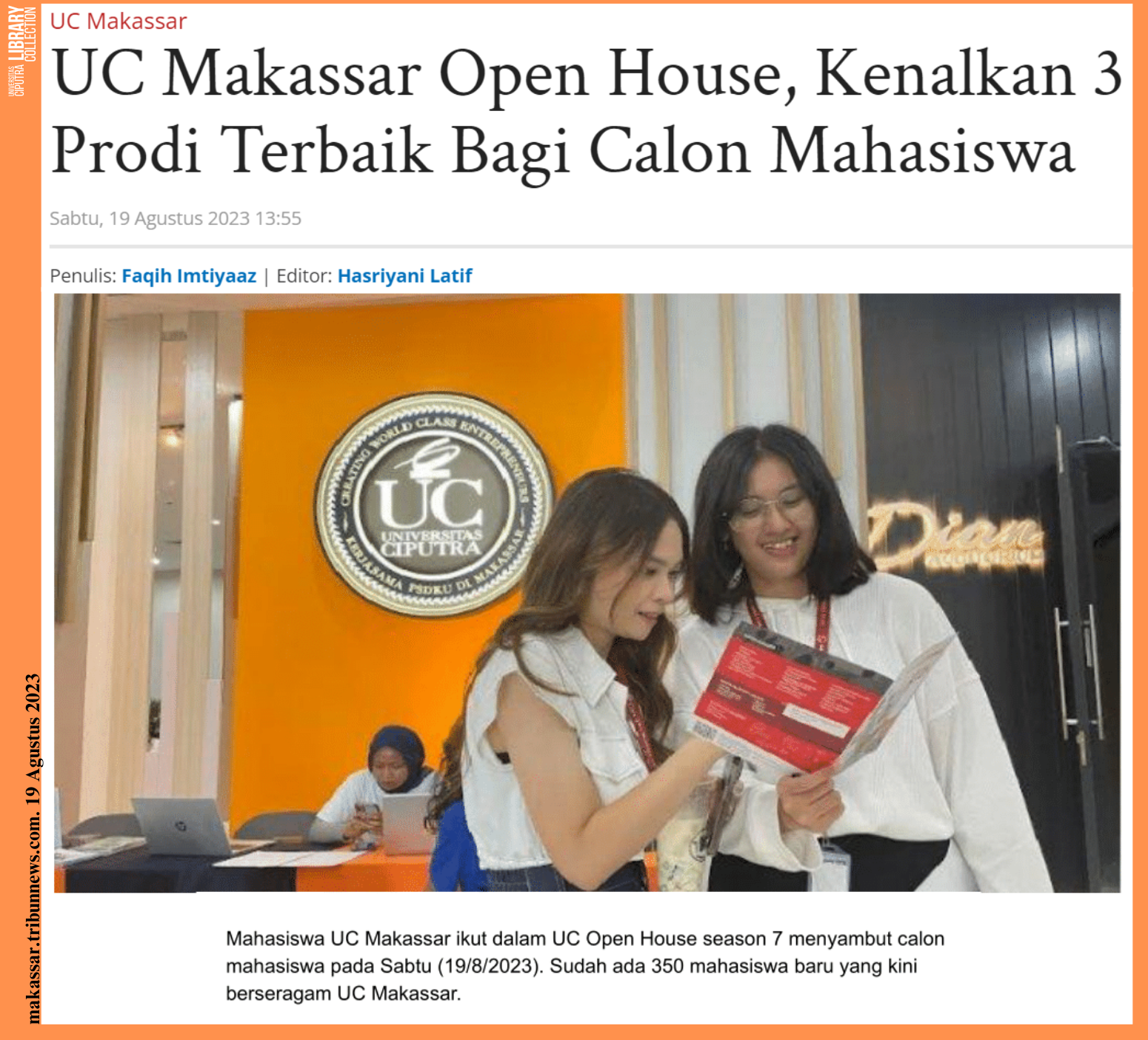 UC Makassar Open House, Kenalkan 3 Prodi Terbaik Bagi Calon Mahasiswa. makassar.tribunnews.com ...