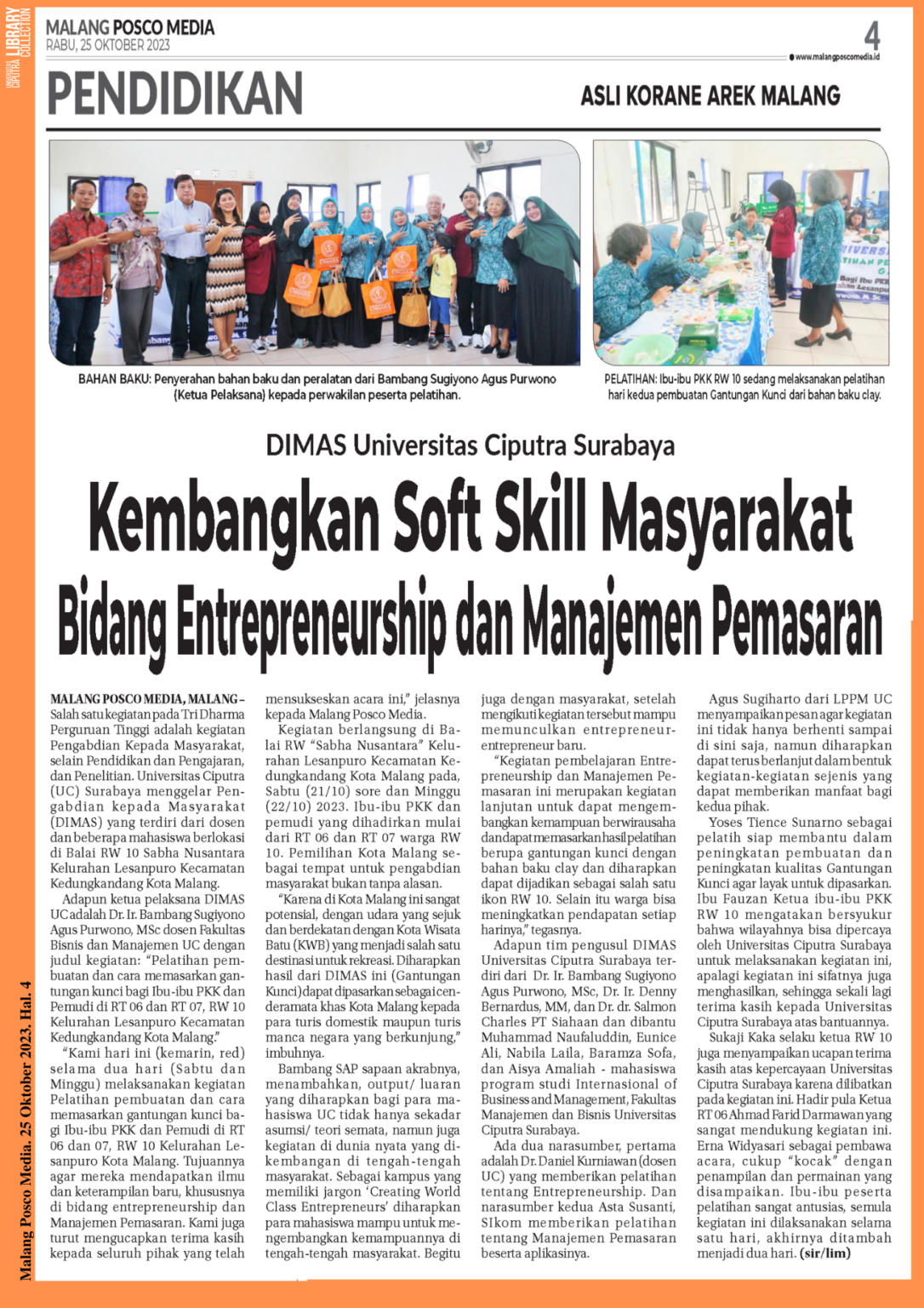 DIMAS Universitas Ciputra Surabaya. Kembangkan Soft Skill Masyarakat ...