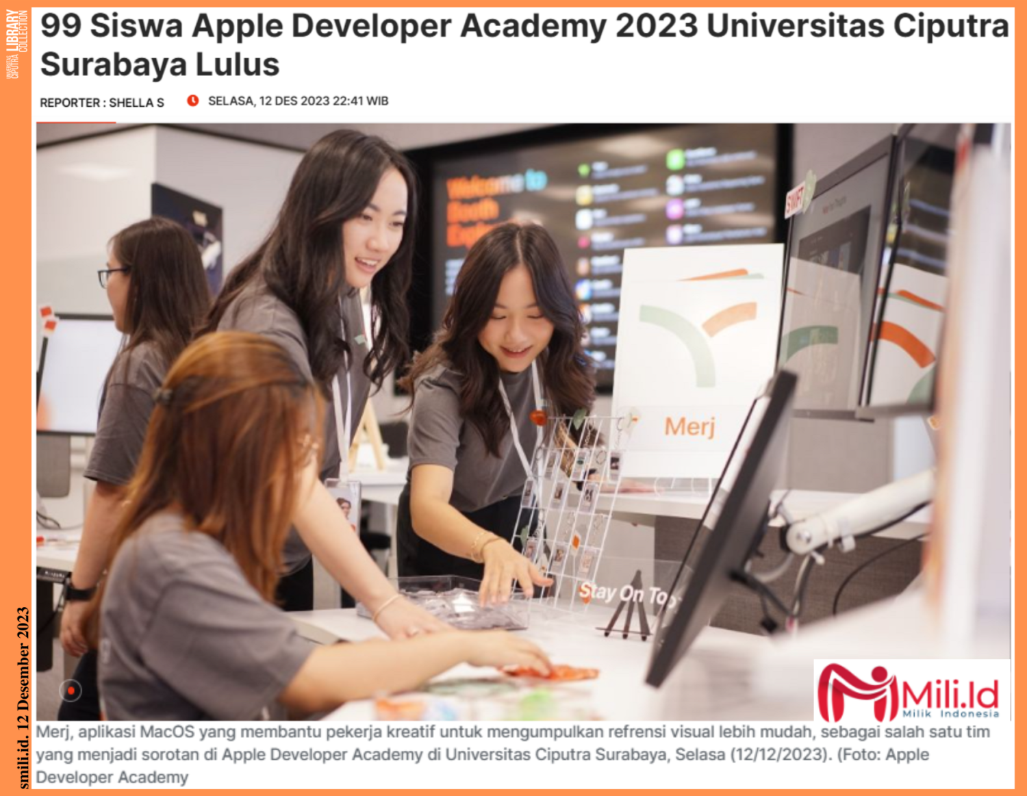 99 Siswa Apple Developer Academy 2023 Universitas Ciputra Surabaya Lulus. mili.id. 12 Desember ...