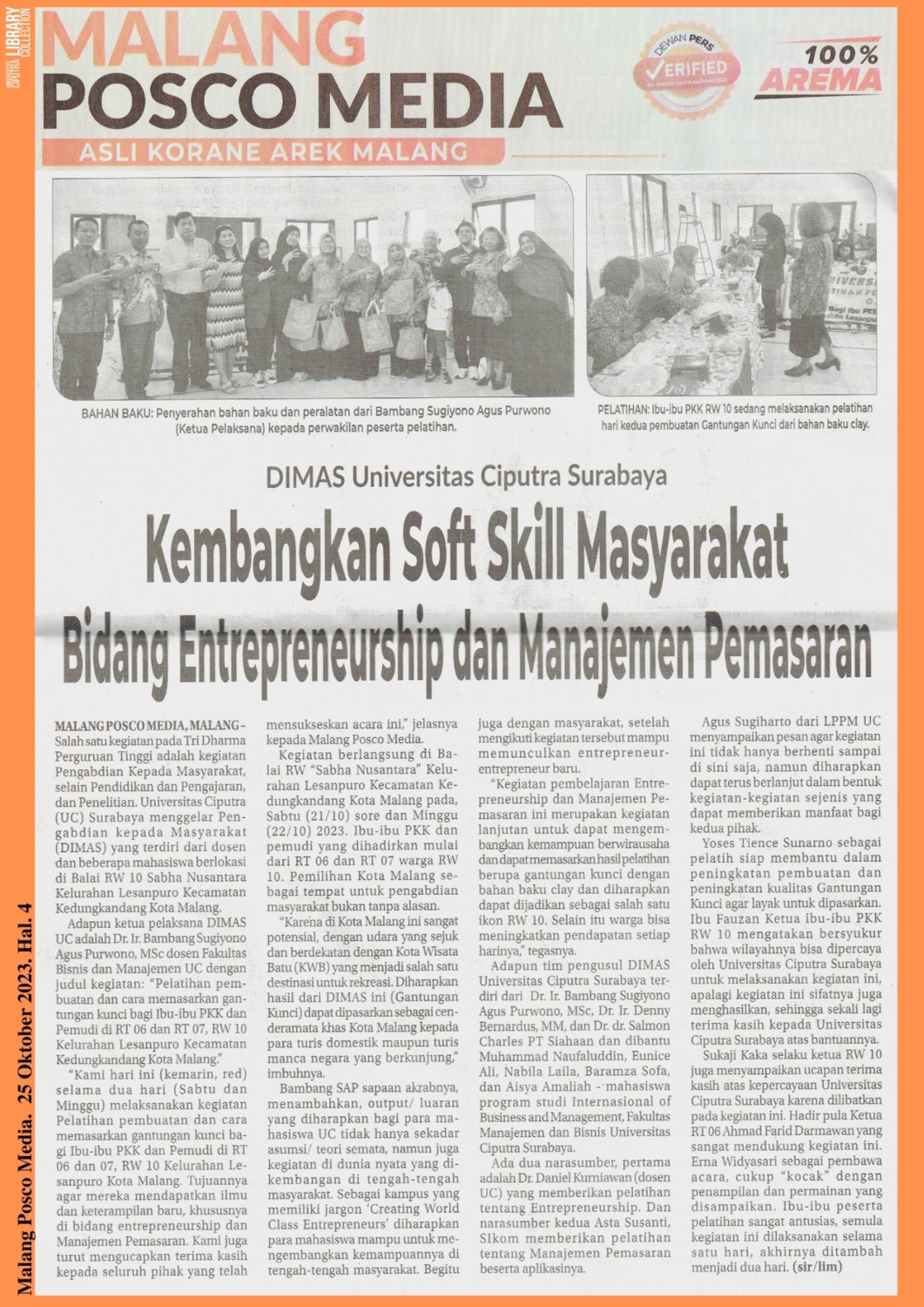 DIMAS Universitas Ciputra Surabaya. Kembangkan Soft Skill Masyarakat ...