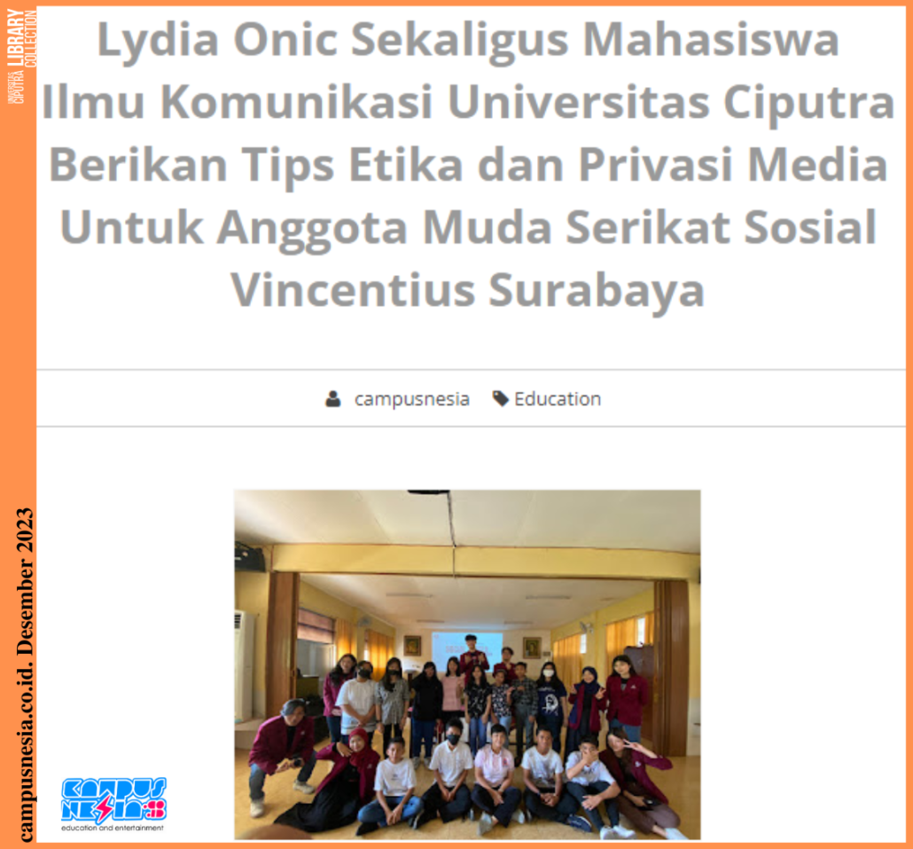 Lydia Onic Sekaligus Mahasiswa Ilmu Komunikasi Universitas Ciputra ...