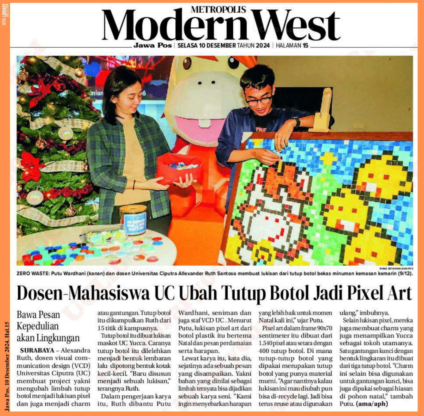 Dosen-Mahasiswa UC Ubah Tutup Botol Jadi Pixel Art. Jawa Pos. 10 ...