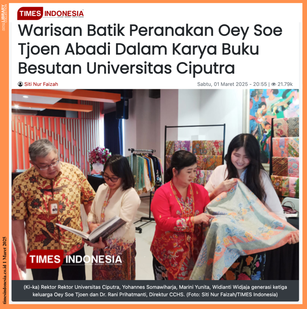 Warisan Batik Peranakan Oey Soe Tjoen Abadi Dalam Karya Buku Besutan ...