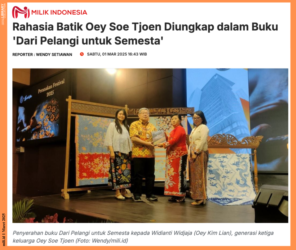Rahasia Batik Oey Soe Tjoen Diungkap dalam Buku 'Dari Pelangi untuk ...
