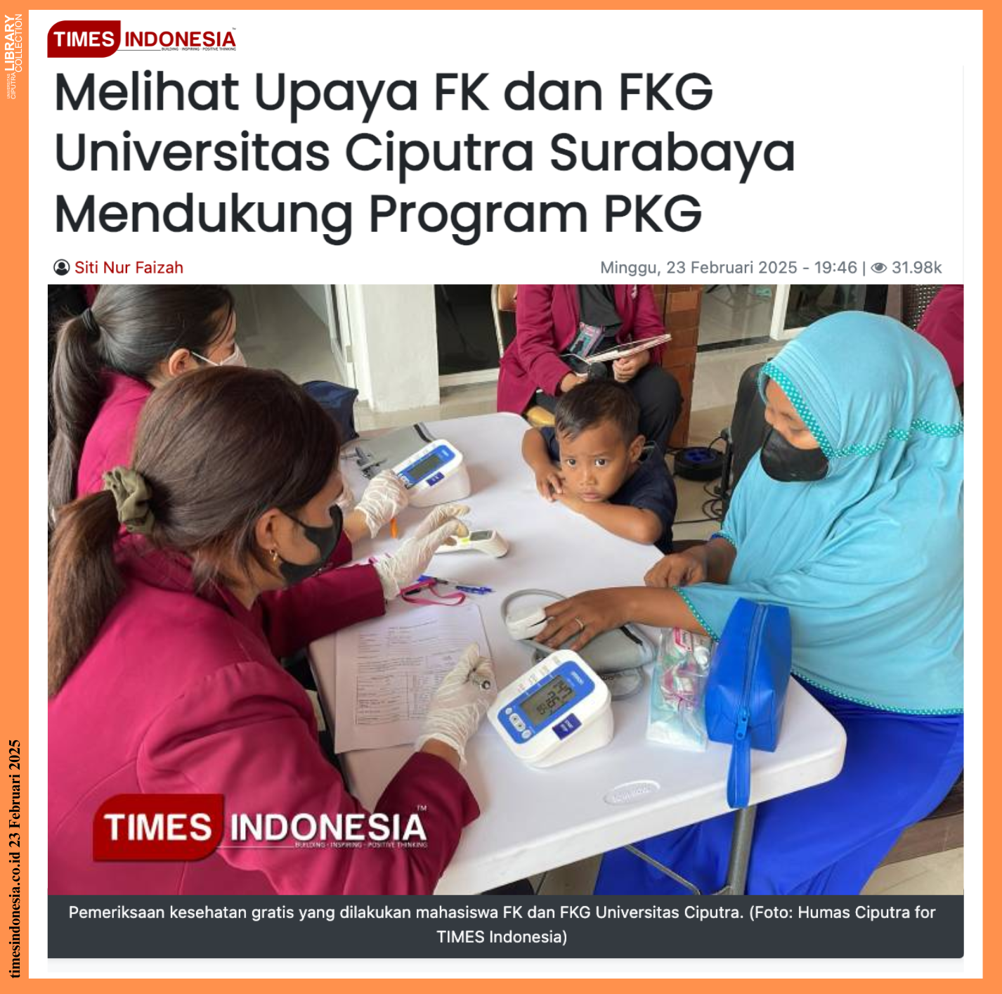 Melihat Upaya FK dan FKG Universitas Ciputra Surabaya Mendukung Program ...