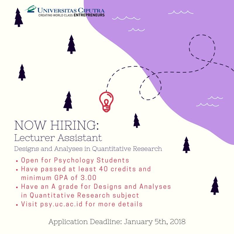 [NOW HIRING] Lecturer Assistant for "Designs and Analyses in ...